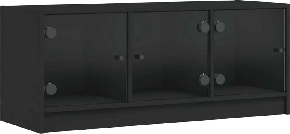 vidaXL TV skříňka se skleněnými dvířky 102x37x42 cm [836407] Barva: kouřový dub