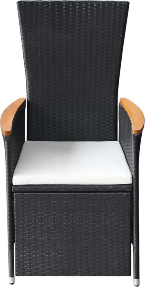 vidaXL Nastavitelné zahradní židle 2 ks s poduškami polyratan černé [47683]