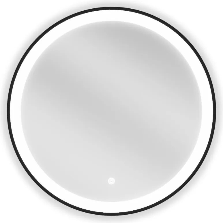 Mexen Esso, kulaté LED podsvícené koupelnové zrcadlo 60 cm, 6000K, topná podložka proti zamlžování, černý rám, 9825-060-060-611-70