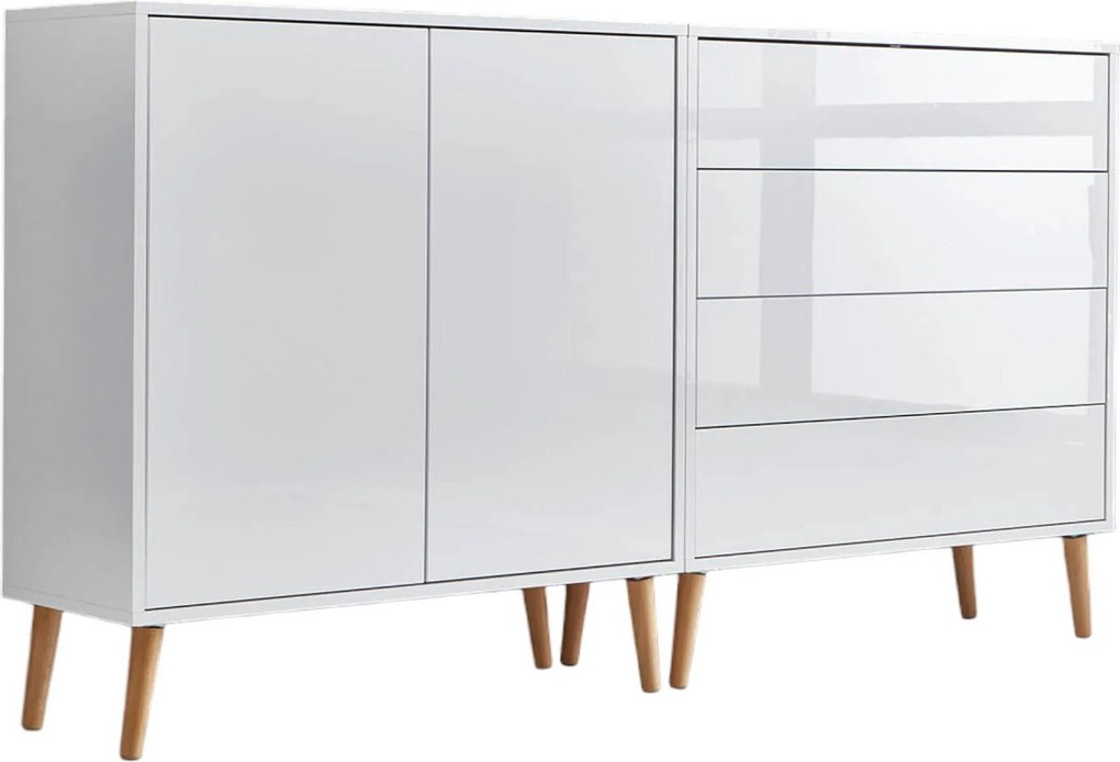 XXXLutz ŠIROKÁ KOMODA, bílá, vysoce lesklá bílá, 158/86/33 cm MID.YOU - Komody na nožičkách - 001067002101