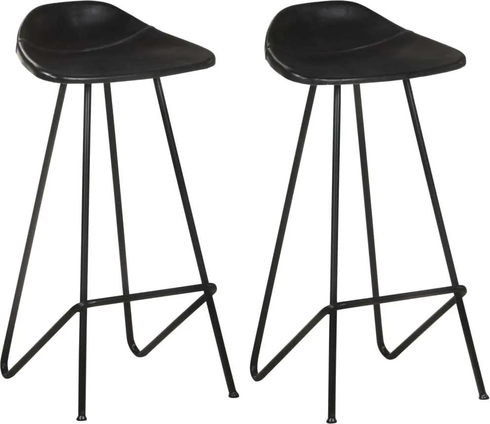 vidaXL Barové stoličky 2 ks pravá kůže [320643] Barva: Černá