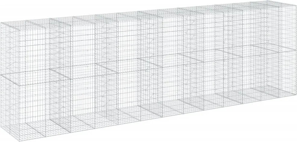 Gabionový koš s víkem 650 x 100 x 200 cm pozinkované železo 3295236