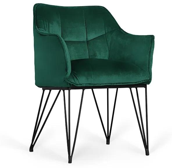 Židle čalouněná loft s podrúčkami Valencia Pik II - Zelený