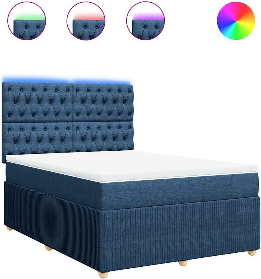 Box spring postel s matrací modrá 140x190 cm textil 3294364