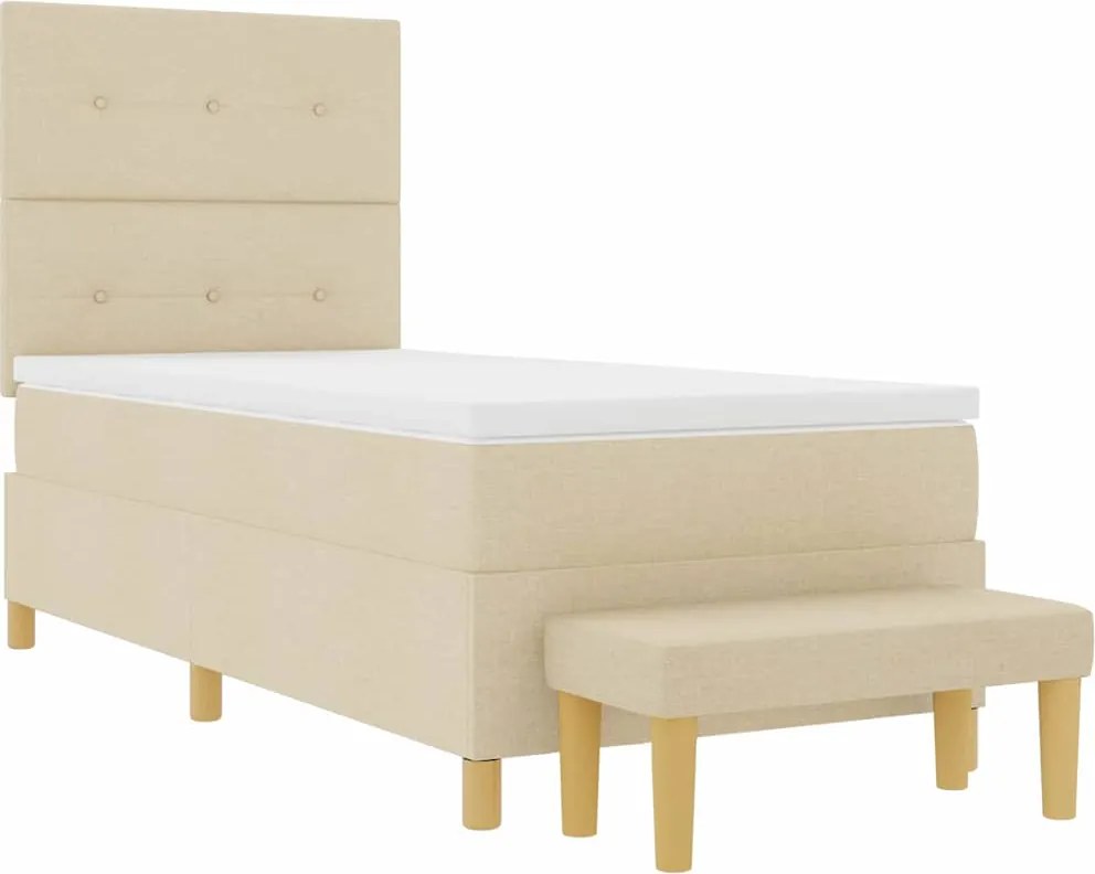 Postel s boxspringem s čelo Krémová 190 x 90 cm textil 3344266