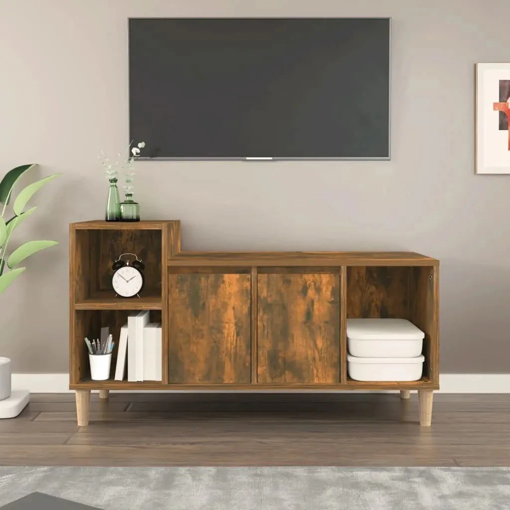 Tv Skříňka 100X35X55 Cm Kompozitní Dřevo Kouřový dub