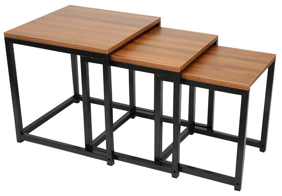 Set 3 konferenčních stolků, ořech/černá, Kastler New TYP 3