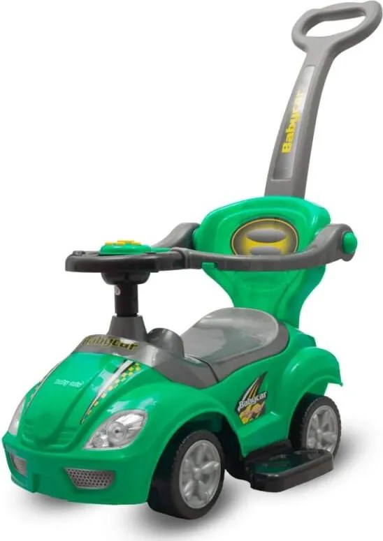 Dětské odrážedlo s vodící tyčí 3v1 Baby Mix Mega Car zelené