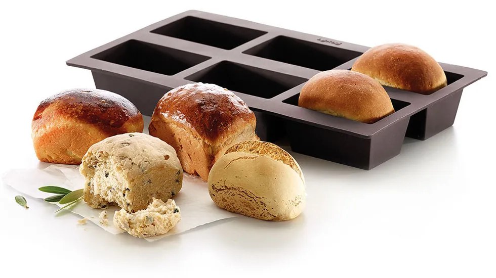 Silikonová pečicí forma na chleba 6 ks Lékué Mini Bread | hnědá