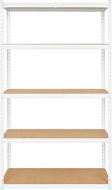 Akce 3x Regál 183x90x30 cm lakovaný 5-policový, nosnost 100 kg, RIVET - bílý