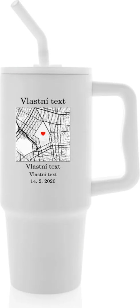 Personalizovaná nerezová termoska s barevným víčkem s mapou