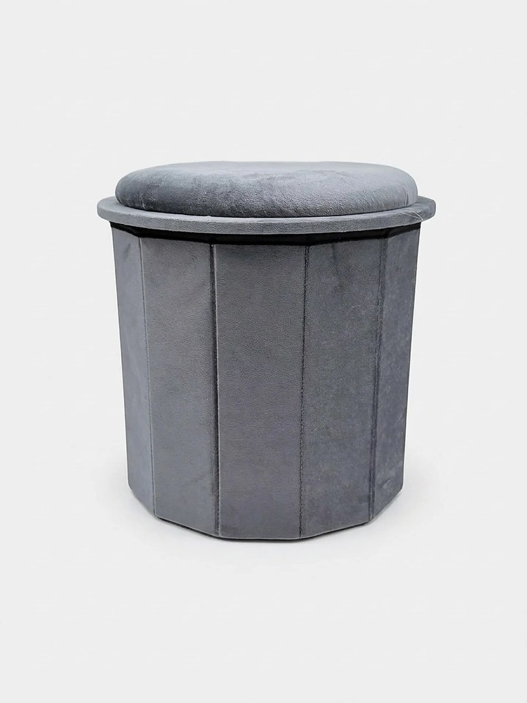 Sinsay - Sametový puf-stolek s úložným prostorem - šedá