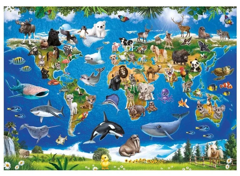 Dino Puzzle Mapa zvířat 100 XL dílků