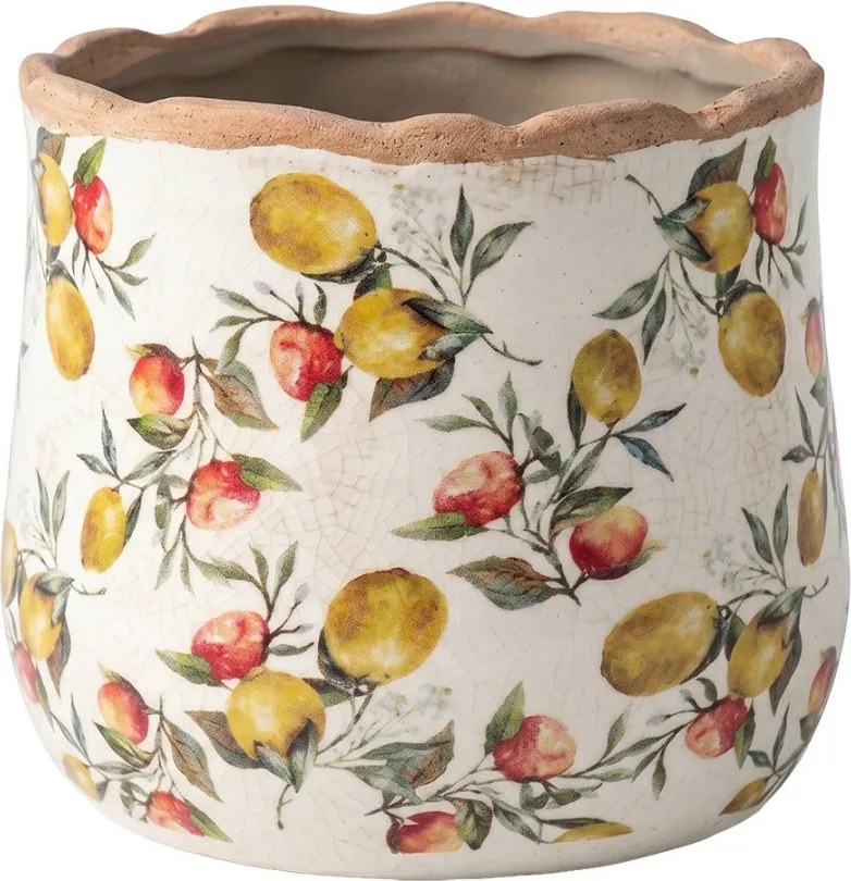 Keramický obal na květináč s citróny Lemon Grove L - Ø 18*16 cm