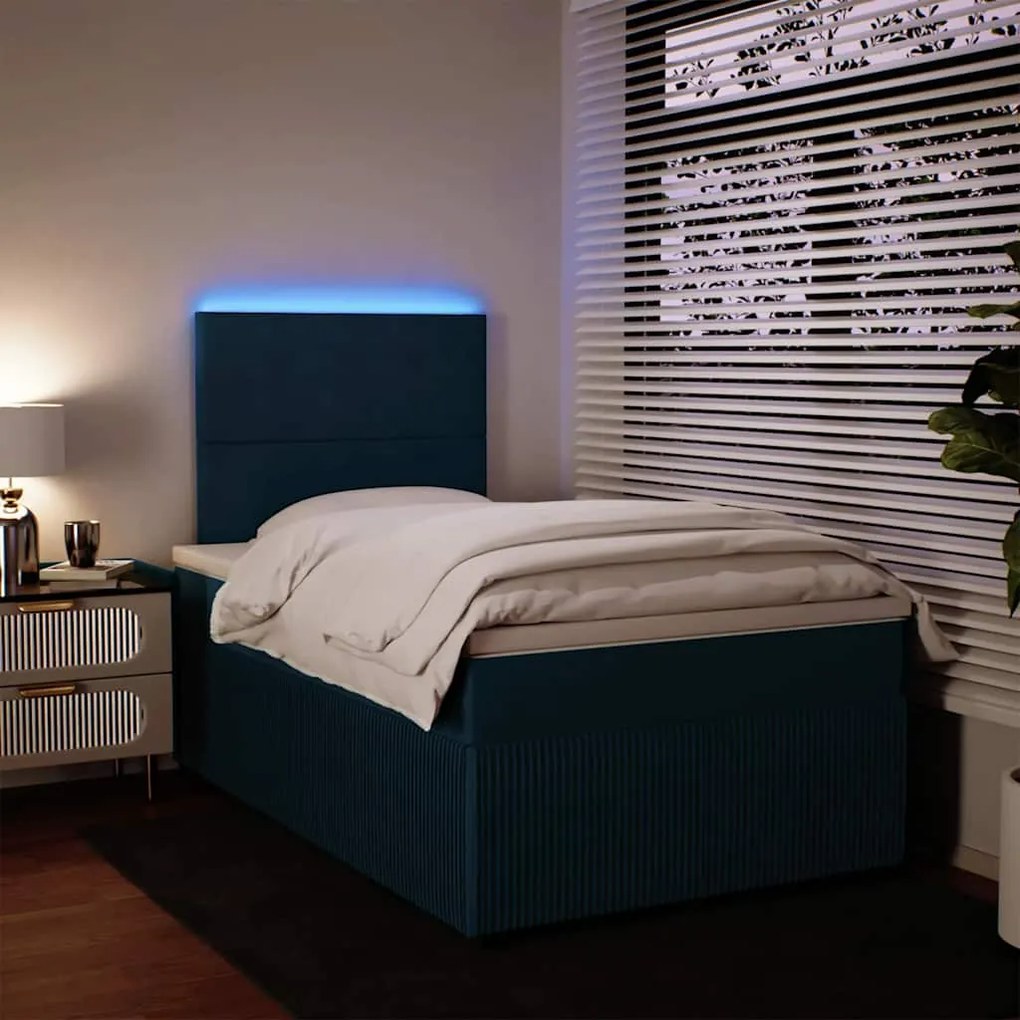 Box spring postel s matrací modrá 120 x 200 cm samet 3294608
