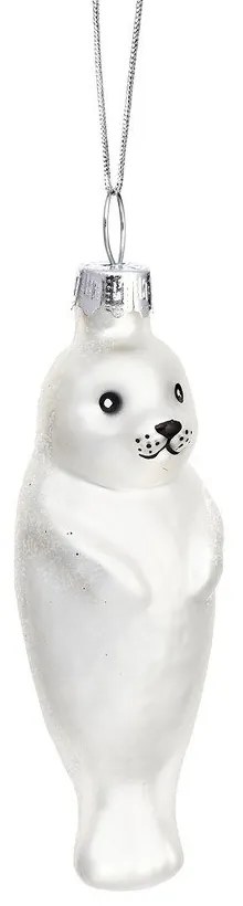 Skleněná ručně vyrobená vánoční ozdoba 9 cm Baby Seal – Sass &amp; Belle