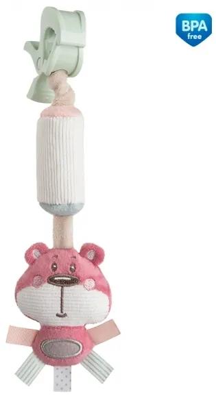 Canpol Babies Plyšová hračka s rolničkou a klipem Canpol Babies - Medvídek růžový