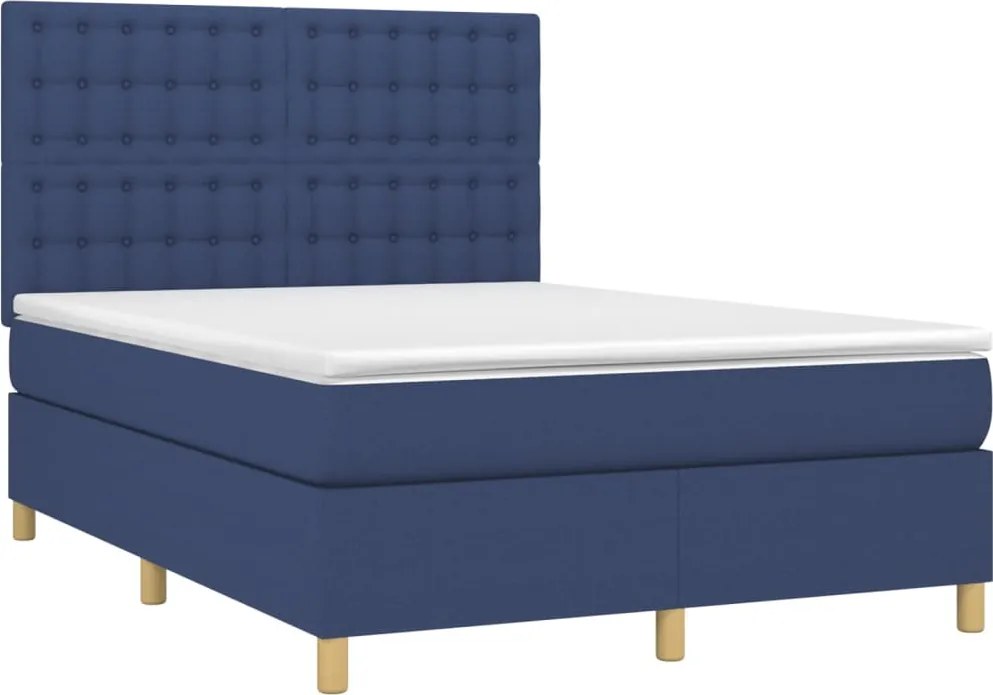 Box spring postel s matrací modrá 140x190 cm textil 3142655