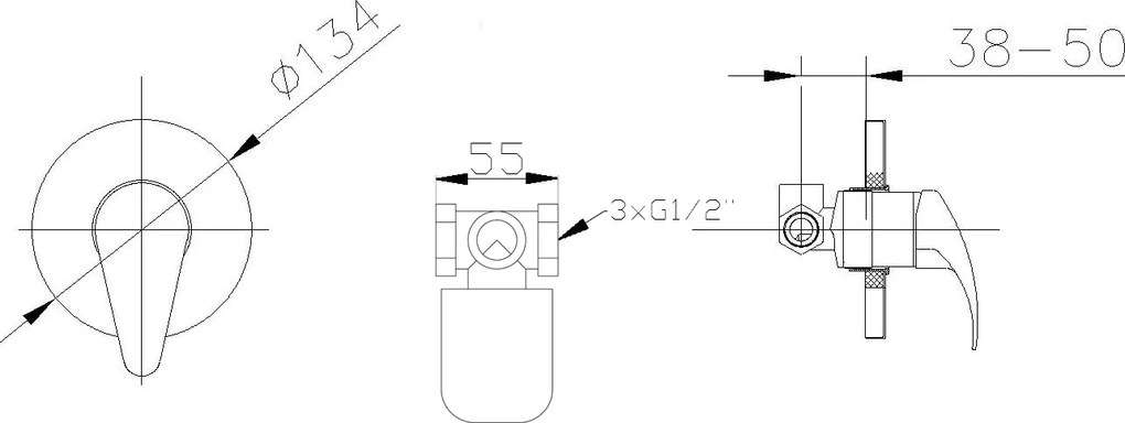 Aqualine, KASIOPEA podomítková sprchová baterie, 1 výstup, chrom, 1107-41