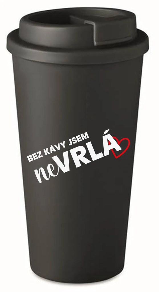 BEZ KÁVY JSEM NEVRLÁ - černý termohrnek 475 ml
