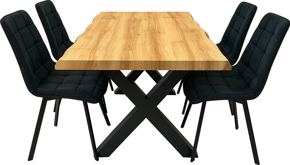 Vikio Jídelní set pro 4 osoby 140x90 cm dub-černá VJS114-41C