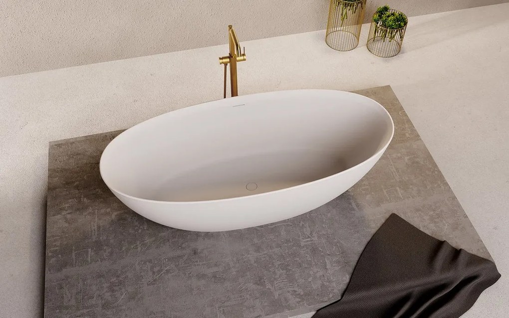 Polysan Polysan, NOYA volně stojící vana 170x76cm, rockstone, bílá mat, 92330