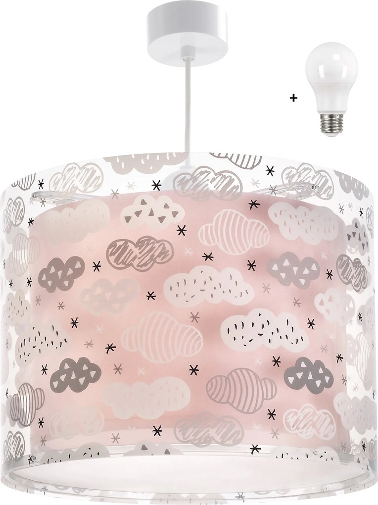 Dalber 41412S CLOUDS pink - Dětské závěsné svítidlo s mráčky + Dárek LED žárovka