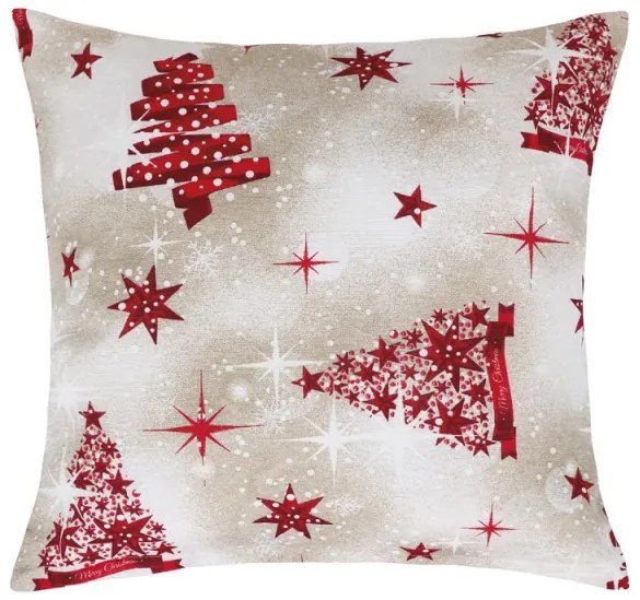 Bellatex Polštářek VÁNOCE 45x45 cm Stromek Červená