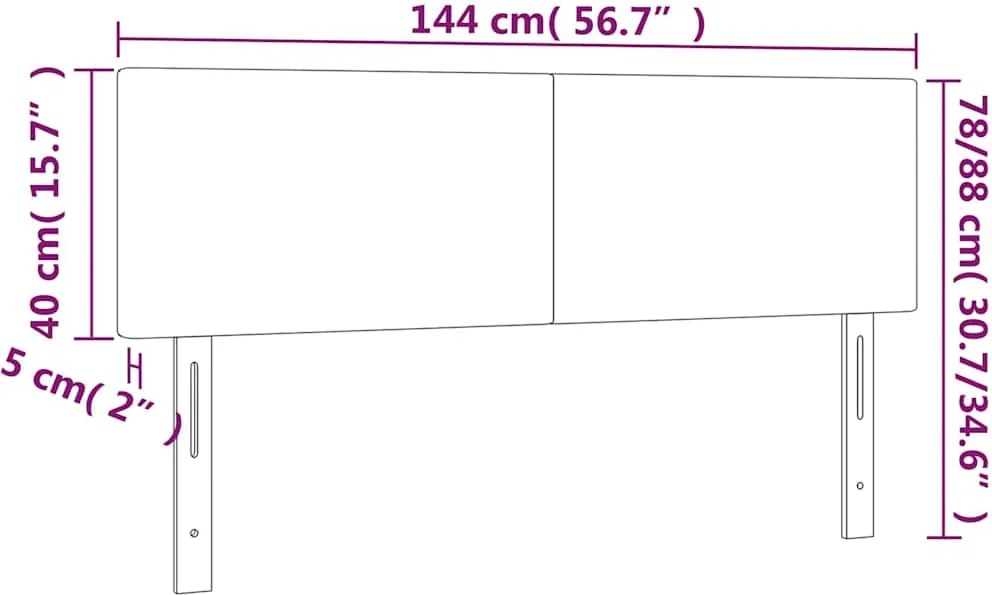 Čelo postele s LED tmavě šedé 144x5x78/88 cm textil 3121331