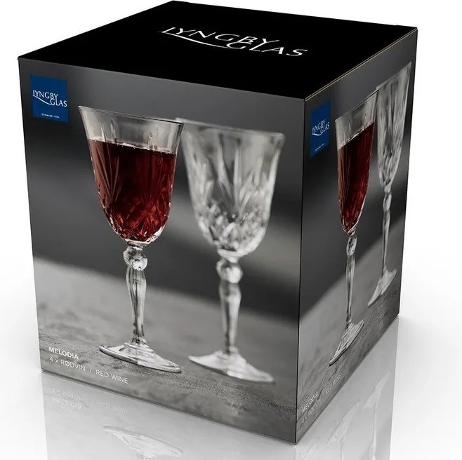 Křišťálové skleničky v sadě 4 ks na víno 270 ml Melodia – Lyngby Glas