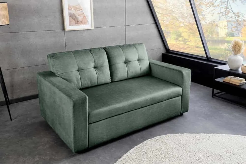 Designová rozkládací pohovka Zaragoza 142 cm zelený samet