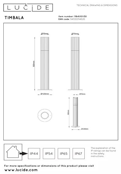 Lucide 11841/01/30 - Venkovní lampa TIMBALA 1xGU10/7W/230V IP44