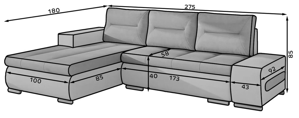 Eltap Rohová sedací souprava Ottavio Materiál a barva potahu: Berlin 02, Soft 11 - tmavě šedá, Orientace: pravá
