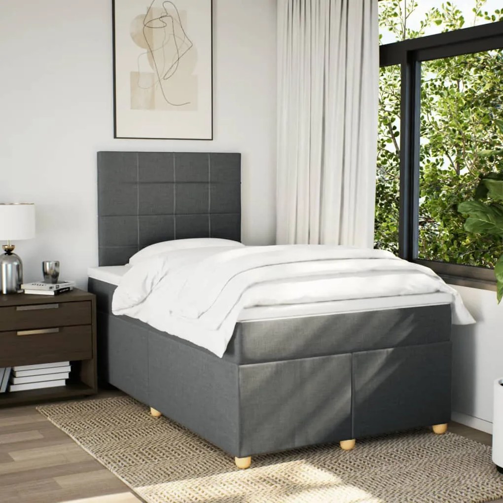 Box spring postel s matrací tmavě šedá 120x190 cm textil 3293520