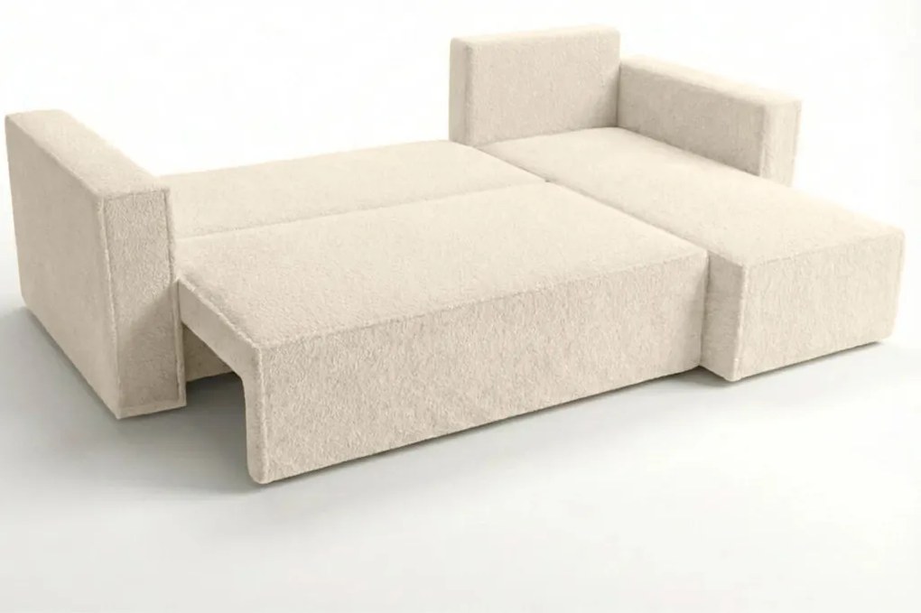 Rozkládací oboustranná sedací souprava do L SMART BOUCLE 232x143 cm, krémová