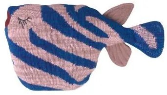 ferm LIVING Pletená ryba Tiger Fish, modrá barva, béžová barva, textil