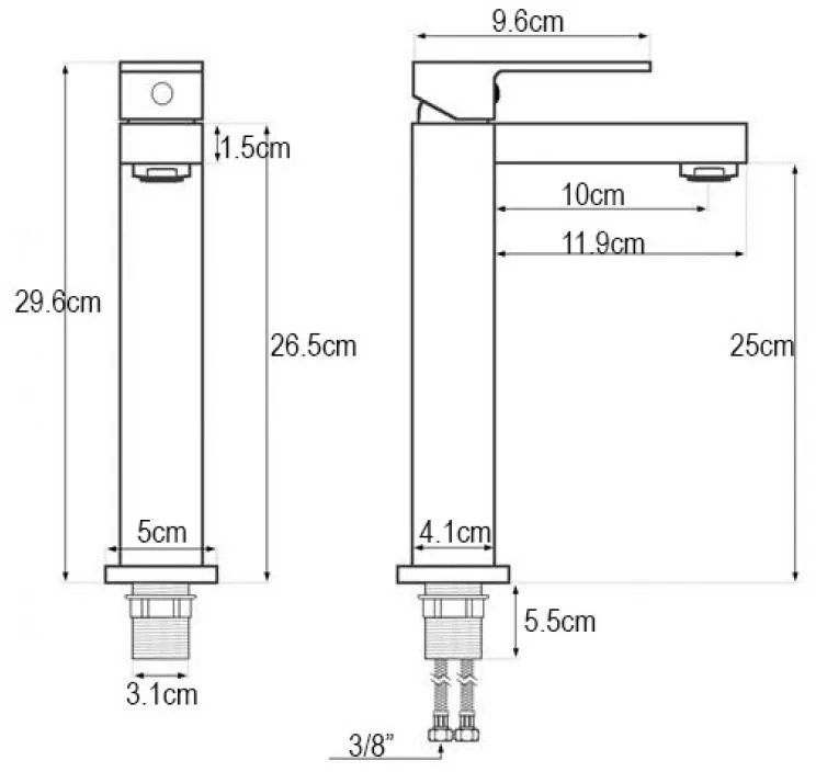 Erga Gappo, vysoká umyvadlová baterie h-296, chromová, ERG-YKA-BU.GAPPO 36