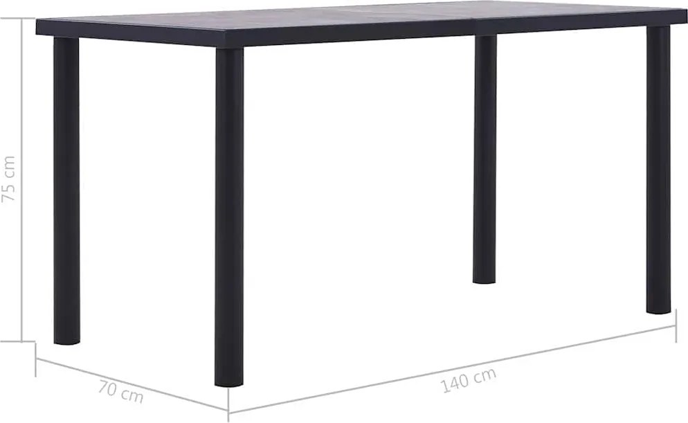 Jídelní stůl černý a betonově šedý 140 x 70 x 75 cm MDF 281858