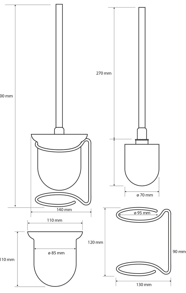 Sapho, X-ROUND E WC kartáč stojanový, chrom, XR302