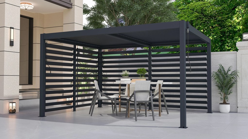 Bioklimatická pergola G21 Austin 4x3 m, antracitová hliníková