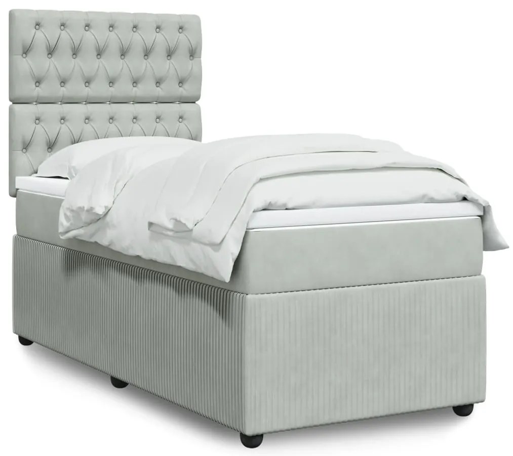 Box spring postel s matrací světle šedá 90x190 cm samet 3292220