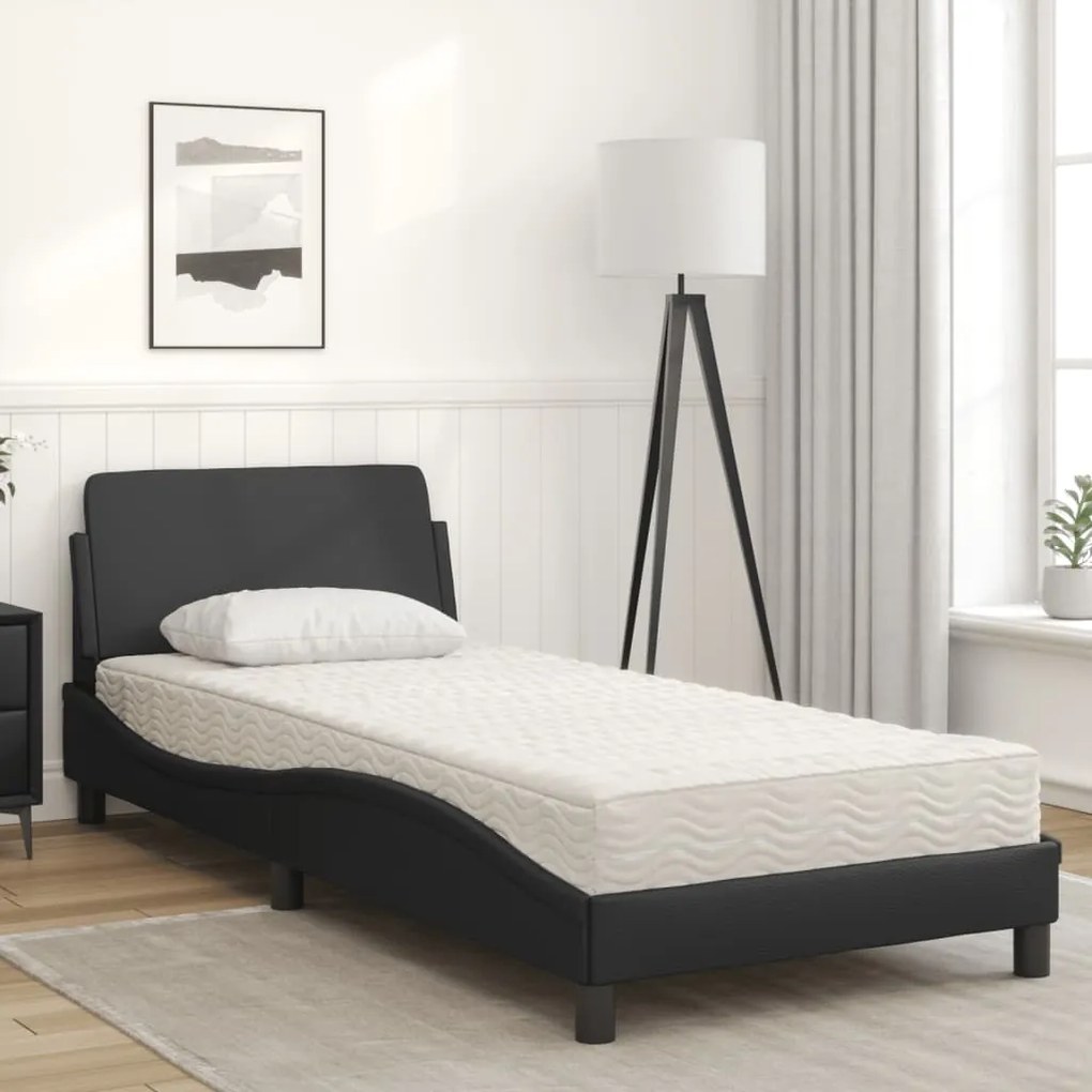 Postel s matrací Dover černá 90 x 200 cm umělá kůže 3208337