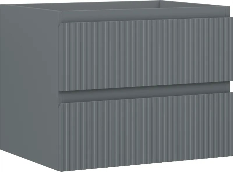 Mexen Rivel, koupelnová skříňka 60 cm, 2 zásuvky, drážkovaná, grafitová matná, 91A20-06047-2-BFF66