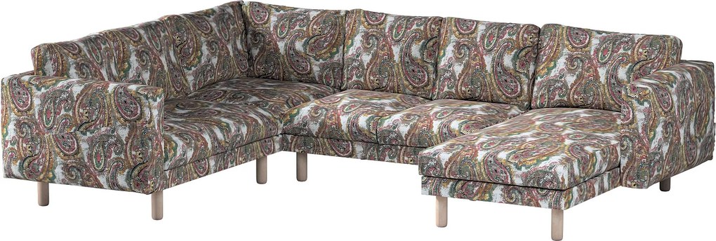 Potah na pohovku IKEA Norsborg rohová, 5-místná se šezlongem barva vícebarevná látka pletený vzor, vzorované