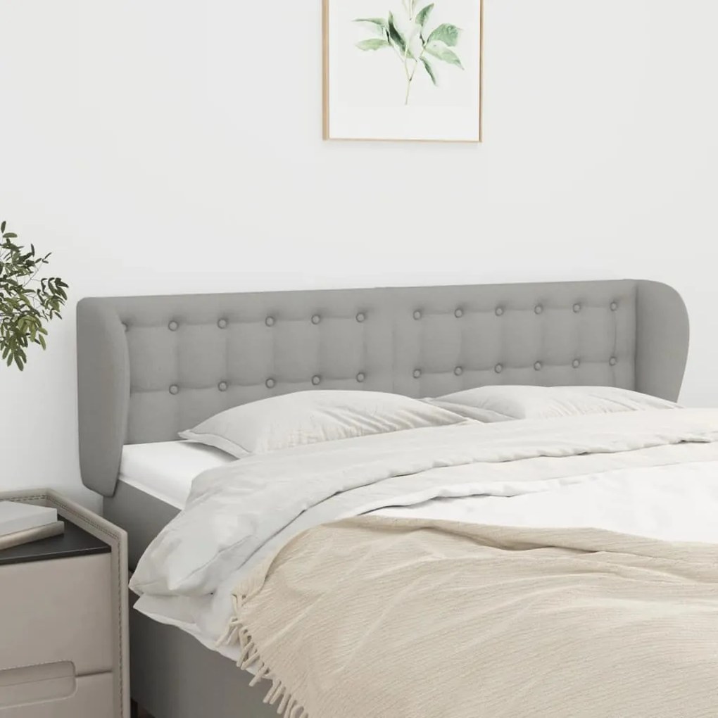 Čelo postele typu ušák světle šedé 147x23x78/88 cm textil 3117576