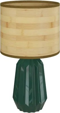 HOMCOM stolní lampa s keramickým podstavcem a lněným stínidlem v retro stylu do ložnice 40 W zelená a přírodní dřevo