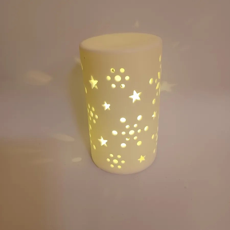 LED keramický svícen na baterie 7,5 × 12,5 cm, teple bílá, IP20, LR44