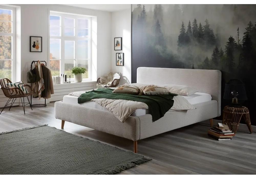 Béžová čalouněná dvoulůžková postel 140x200 cm Mattis Cord – Meise Möbel