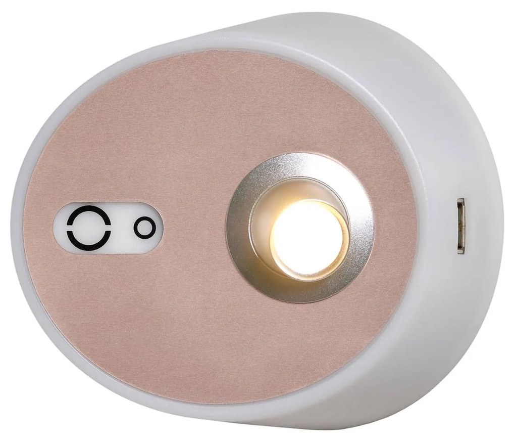LED nástěnné světlo Zoom bodovka USB růžová měděná