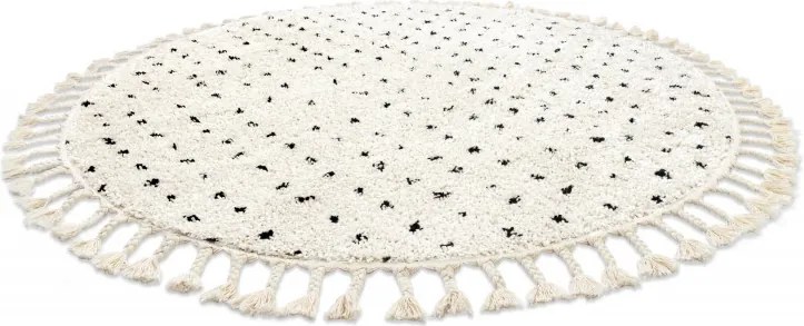 Kusový koberec Berber Syla B752 dots cream kruh, 160x160 (priemer) kruh, biela, chodba / predsieň, Dywany Łuszczów